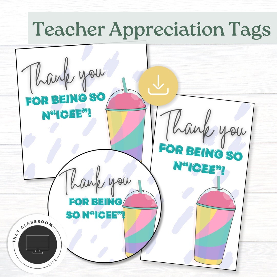 Teacher Appreciation Tag Teacher Gift Tags Icee Slushie - Etsy