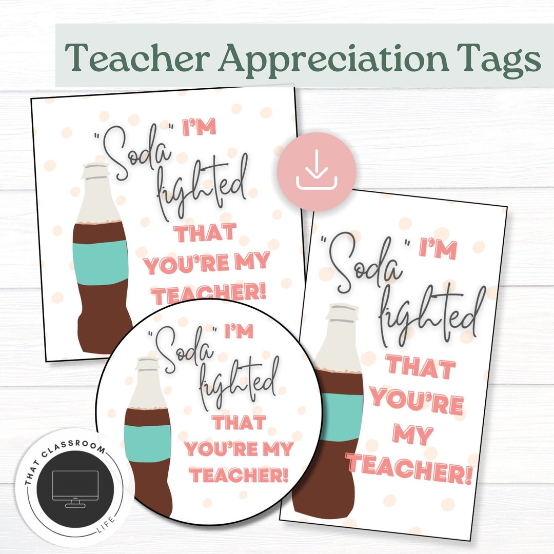 Teacher Appreciation Tag Teacher Gift Tags Soda - Etsy