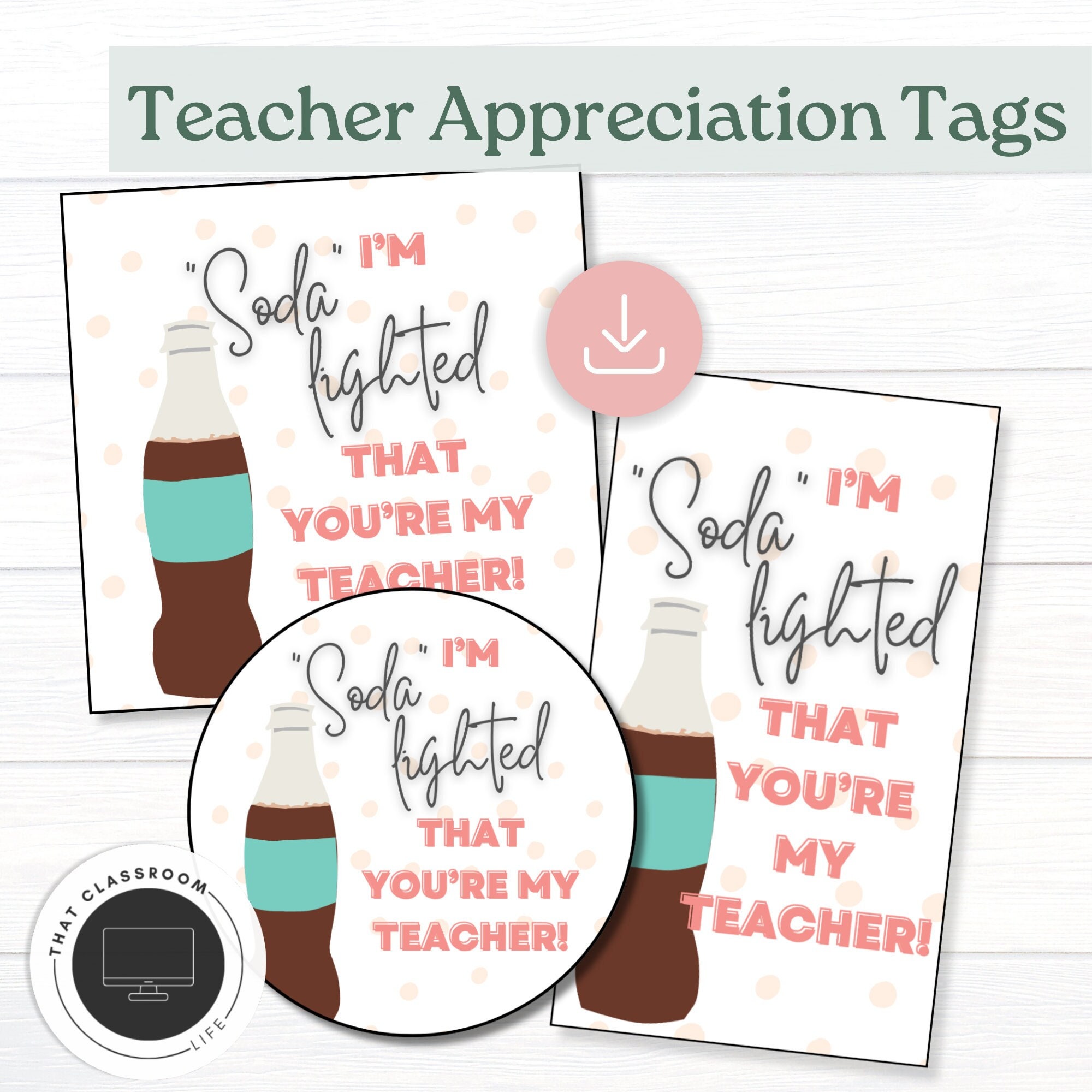 Teacher Appreciation Tag Teacher Gift Tags Soda - Etsy
