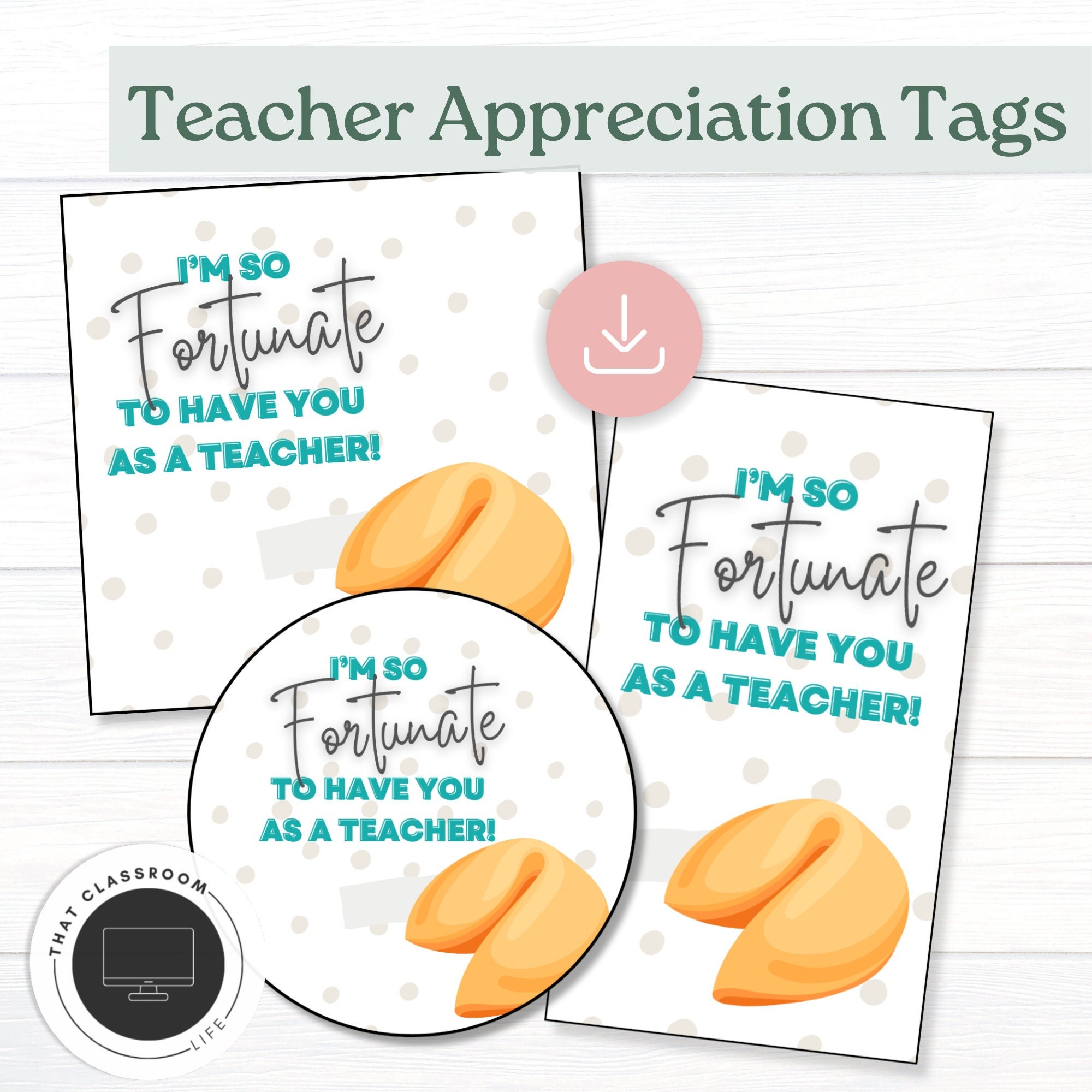 Teacher Appreciation Tag Teacher Gift Tags Fortune Cookie - Etsy