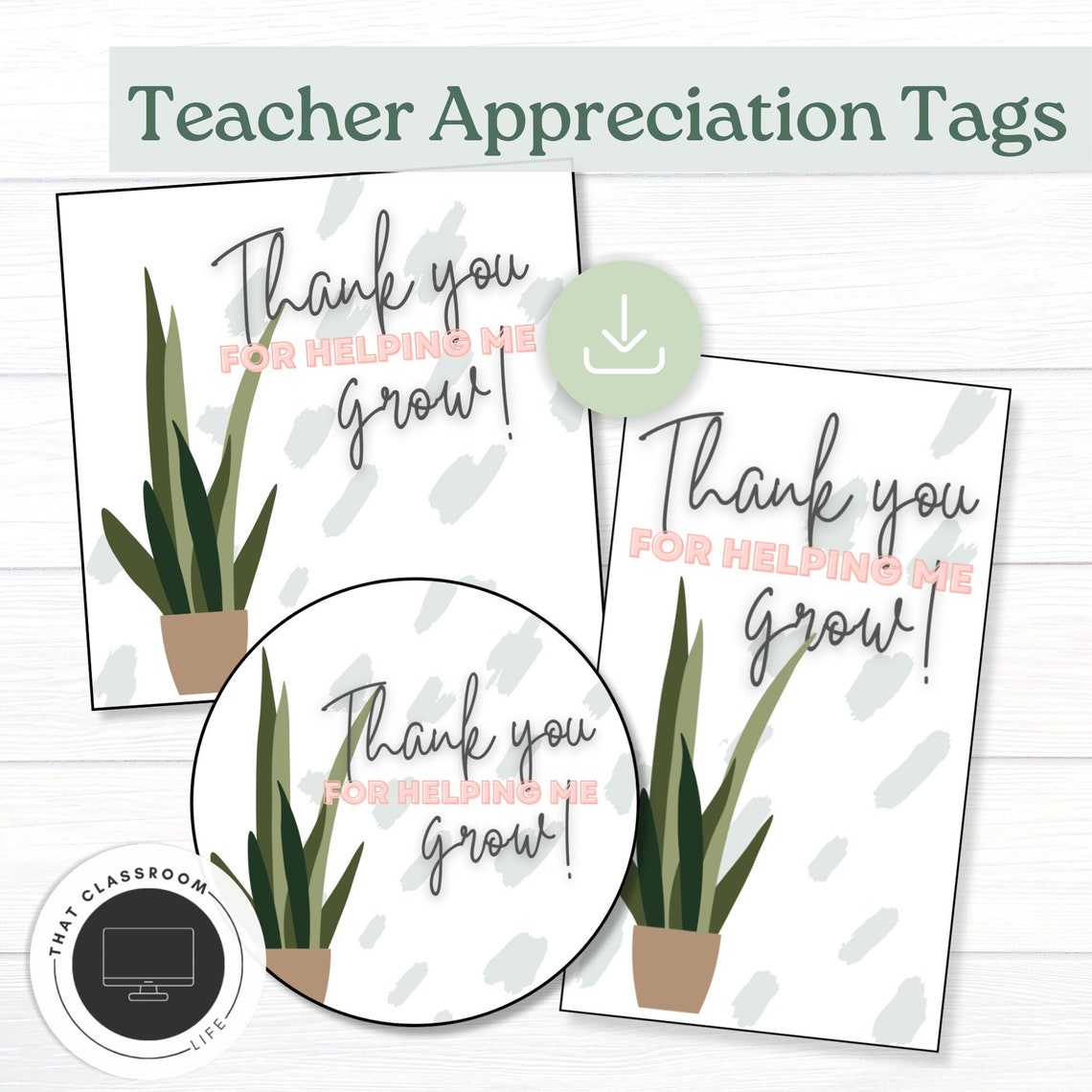 Teacher Appreciation Tag Teacher Gift Tags Plant - Etsy