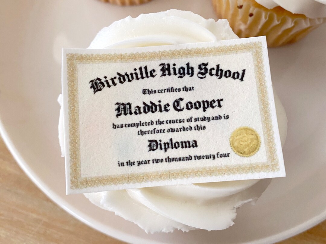 Custom Graduation Diploma Cupcake Toppers: Edible Decorations - Etsy