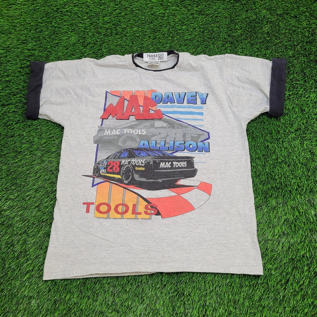 Vintage 90s Davey Allison Mac Tools Shirt Large 21x25 Gray - Etsy