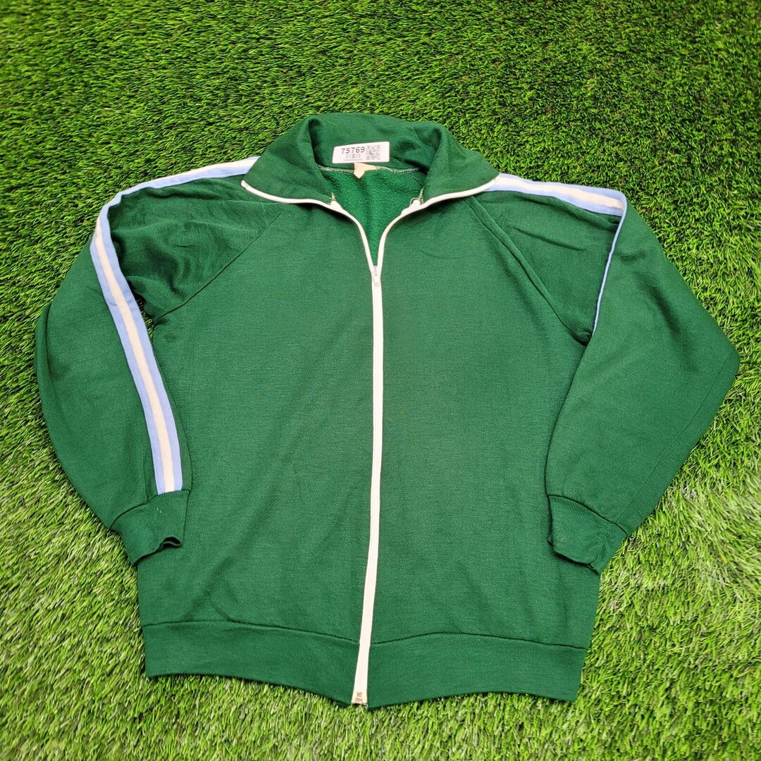 Vintage 70s Track Jacket M/L 21x24 Green - Etsy