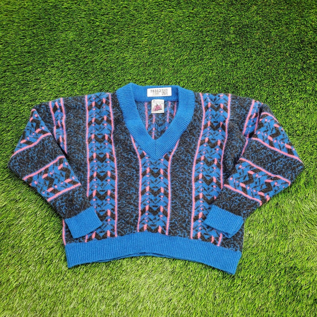 Vintage 80s Tribal Wool Sweater Womens Medium 19x28 Cropped - Etsy