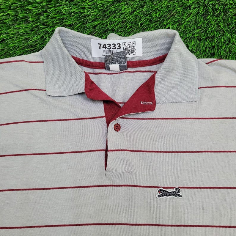 Vintage 80s Le-tigre Stripes Polo Shirt L/XL 20x25 Gray - Etsy