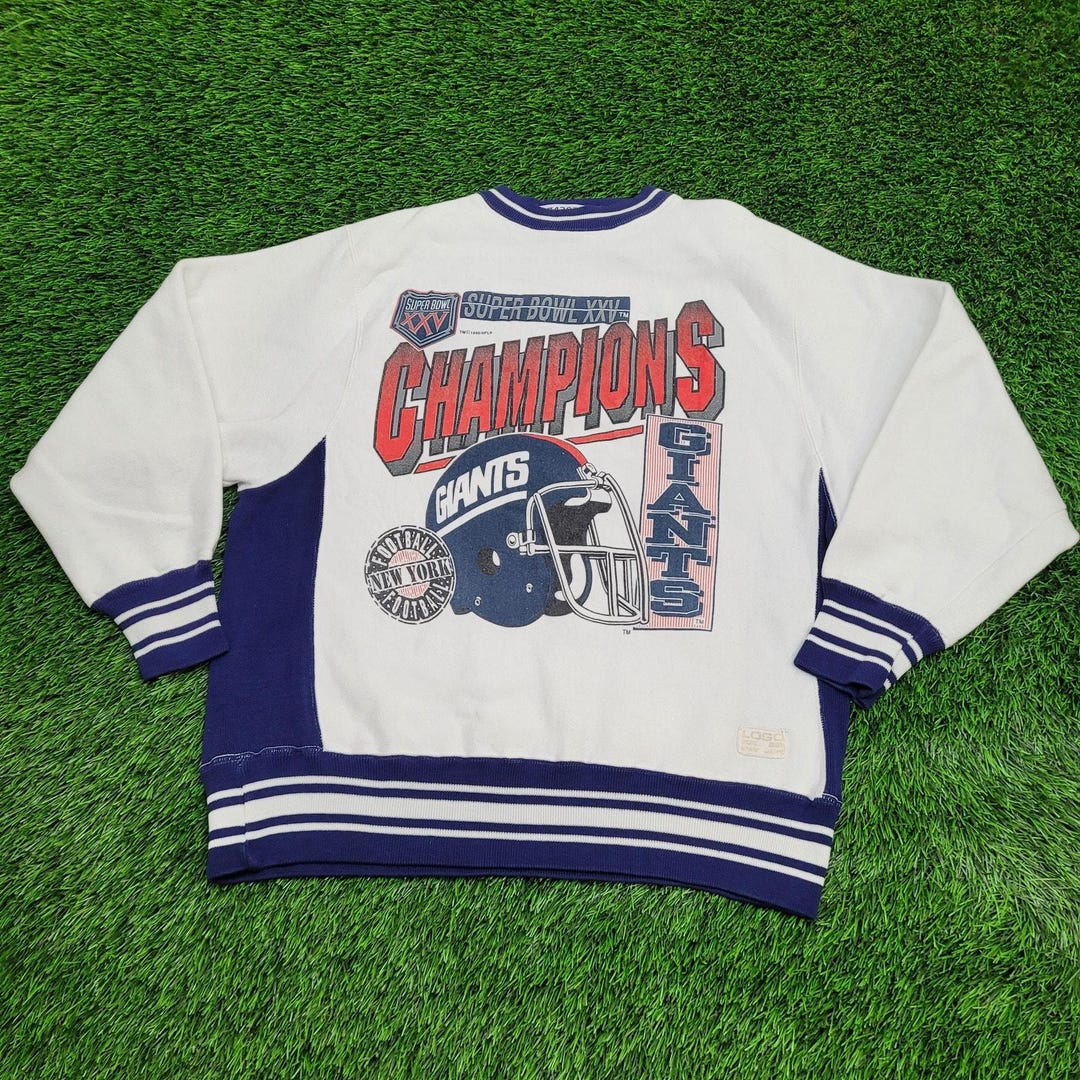 Vintage 1990 NY Giants Sweatshirt Large 23x25 Baggy Ringer - Etsy