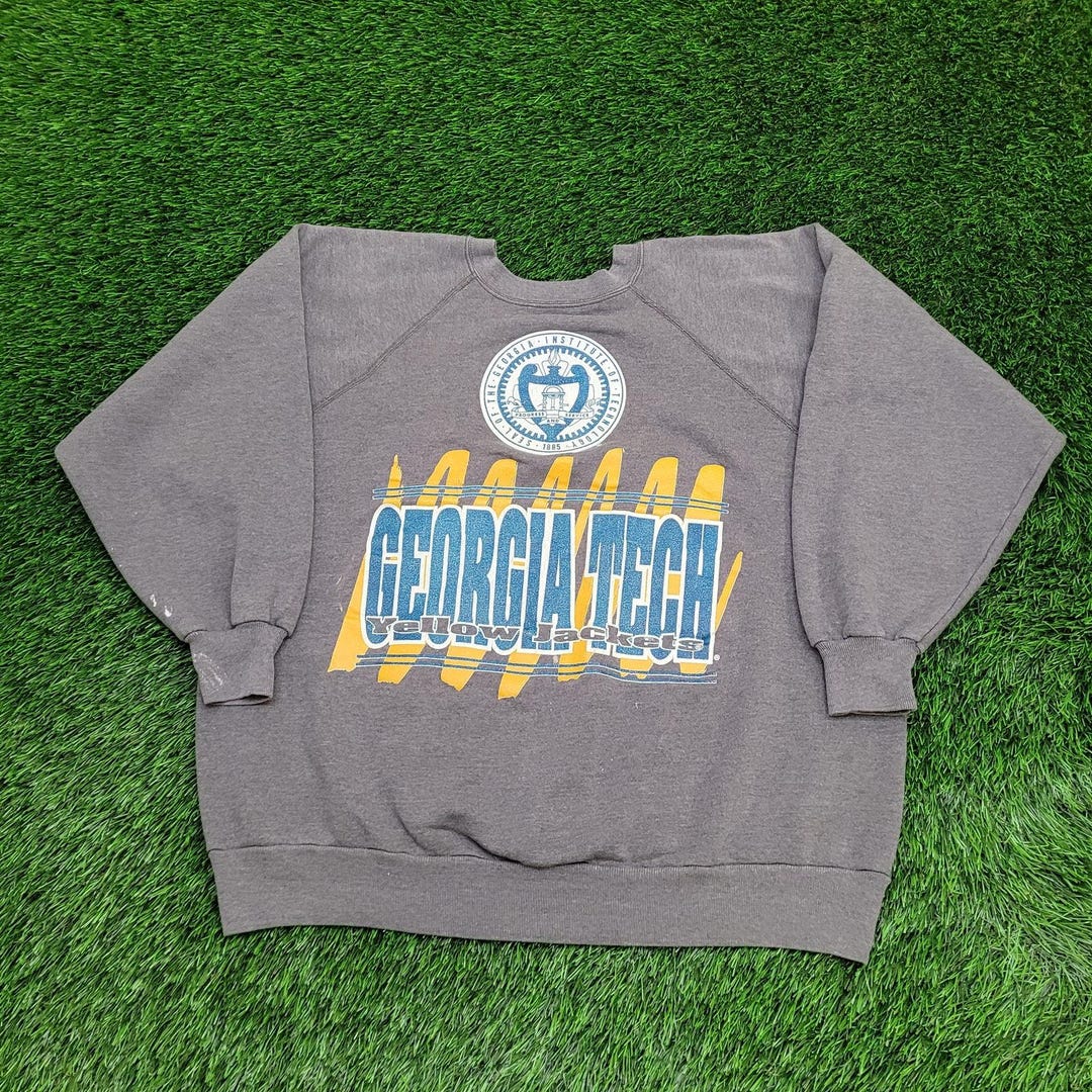 Vintage Georgia-tech Sweatshirt Womens M/L 25x23 Baggy Crop Faded - Etsy