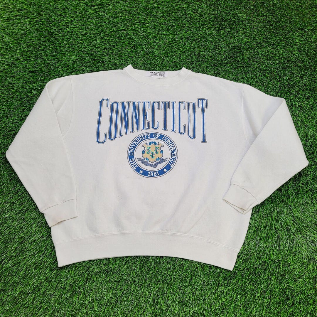 Vintage University Connecticut Sweatshirt XL 25x23 White USA - Etsy