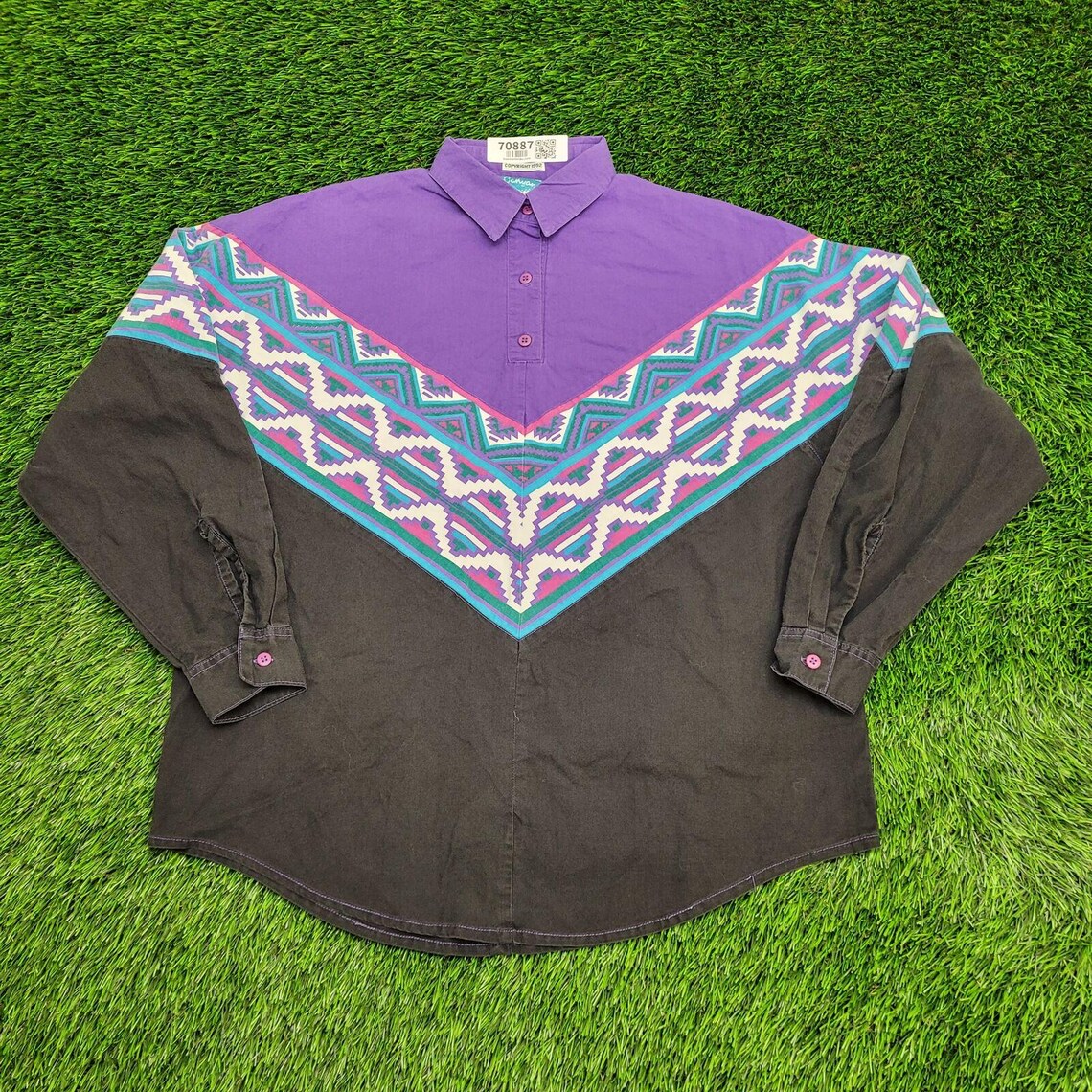 Vintage 90s Western Button Shirt Womens Medium 22x27 Tribal - Etsy