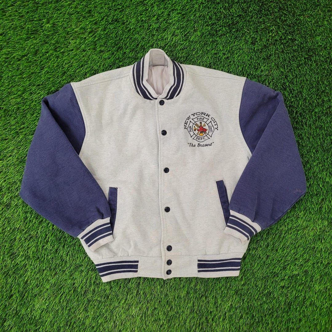 Vintage NYC Fire Department Varsity Jacket M 22x22 Baggy Crop - Etsy