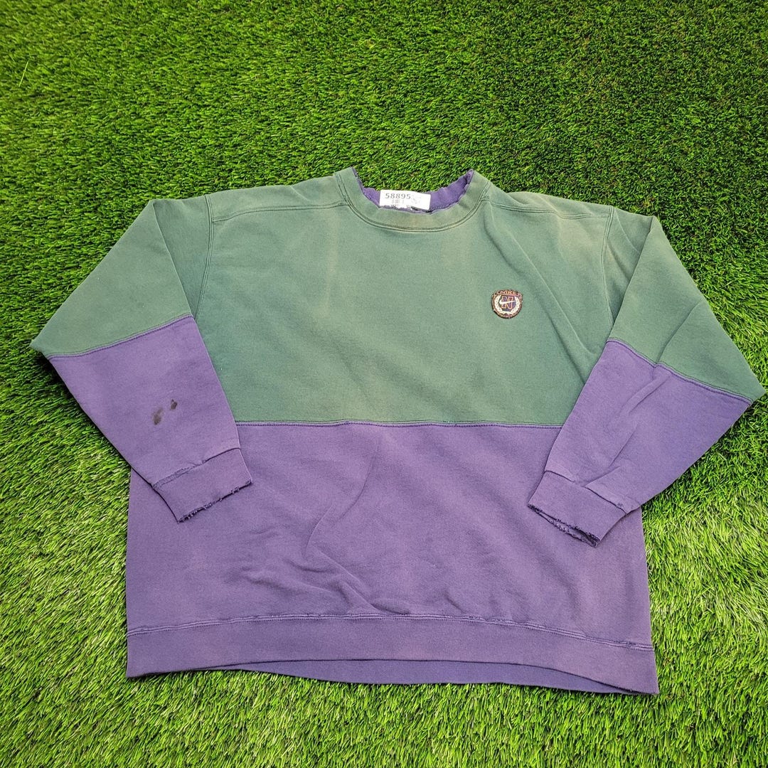Vintage NIKE Wreath Logo Two-tone Sweatshirt XL 26x26 Faded Blue Green ...