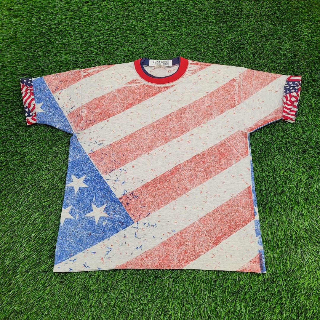 Vintage 80s American Flag Shirt Womens Large 21x25 USA - Etsy