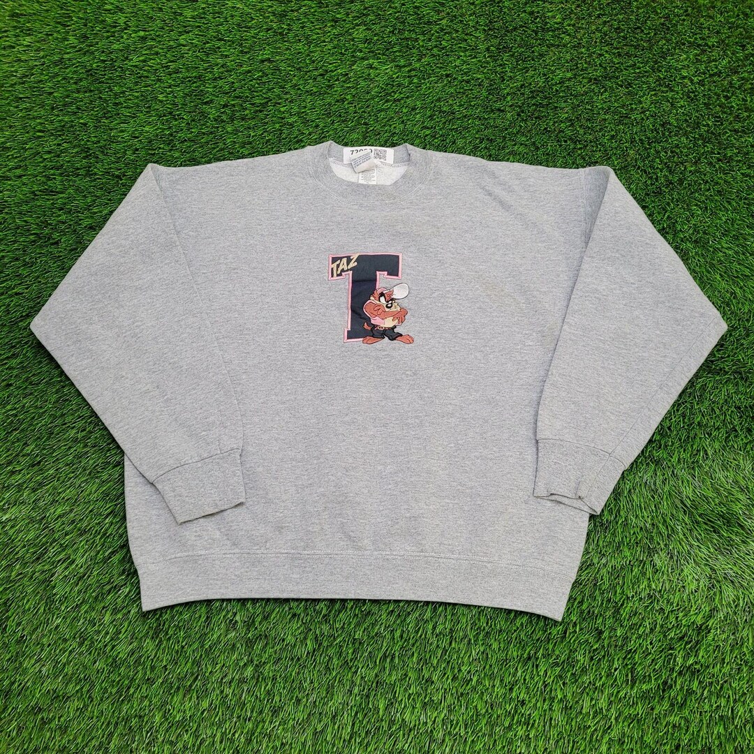 Vintage Looney-tunes Taz Sweatshirt Womens XL 24x23 Gray - Etsy