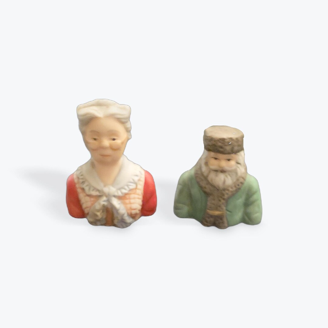 Vintage Ceramic Figure Thimbles of Santa Clause and Mrs Clause - Etsy