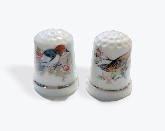 Set of 2 Porcelain Bird-themed Thimbles – Collectible Sewing Thimbles ...
