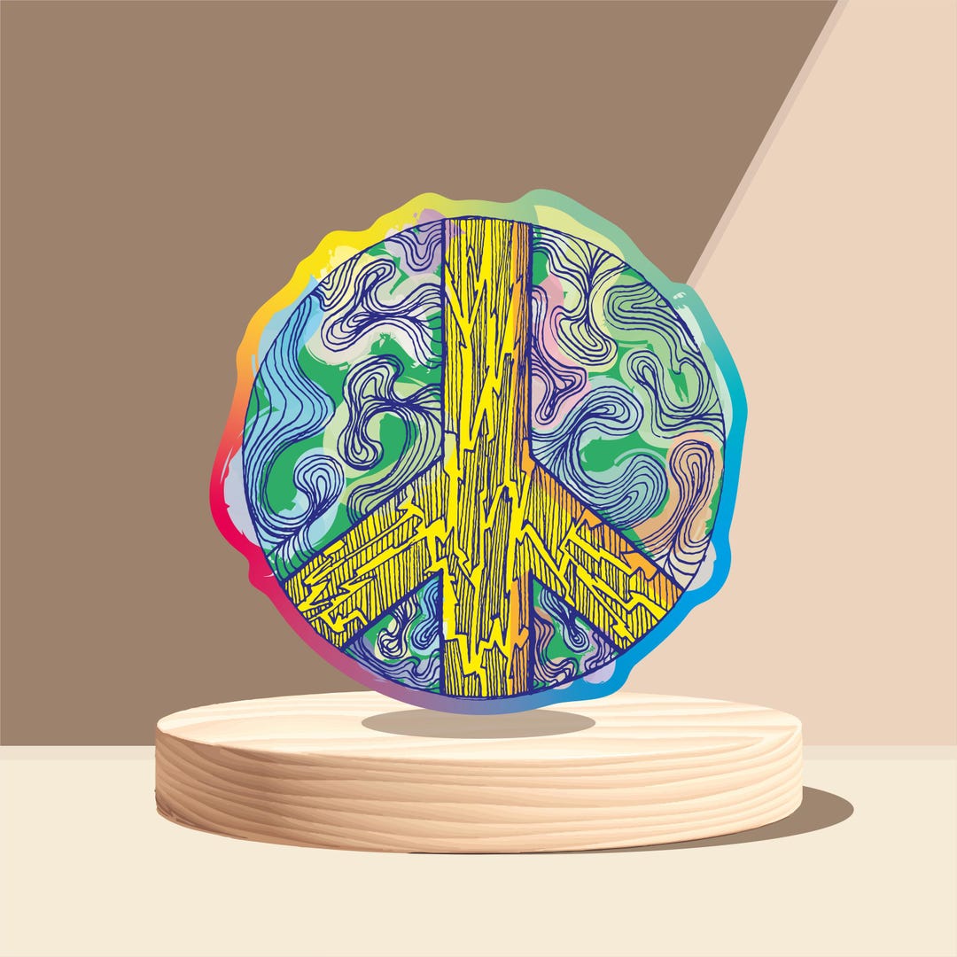 Sticker Peace Symbol Sign Watercolor Style Rainbow World Peace - Etsy