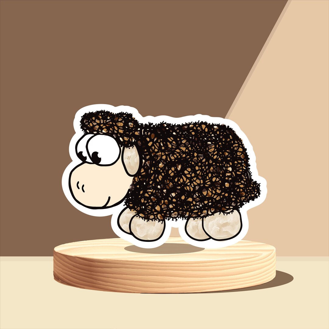 Cartoon Sheep Sticker Lamb Comic Farm Animal Brown Beige Ravendax - Etsy