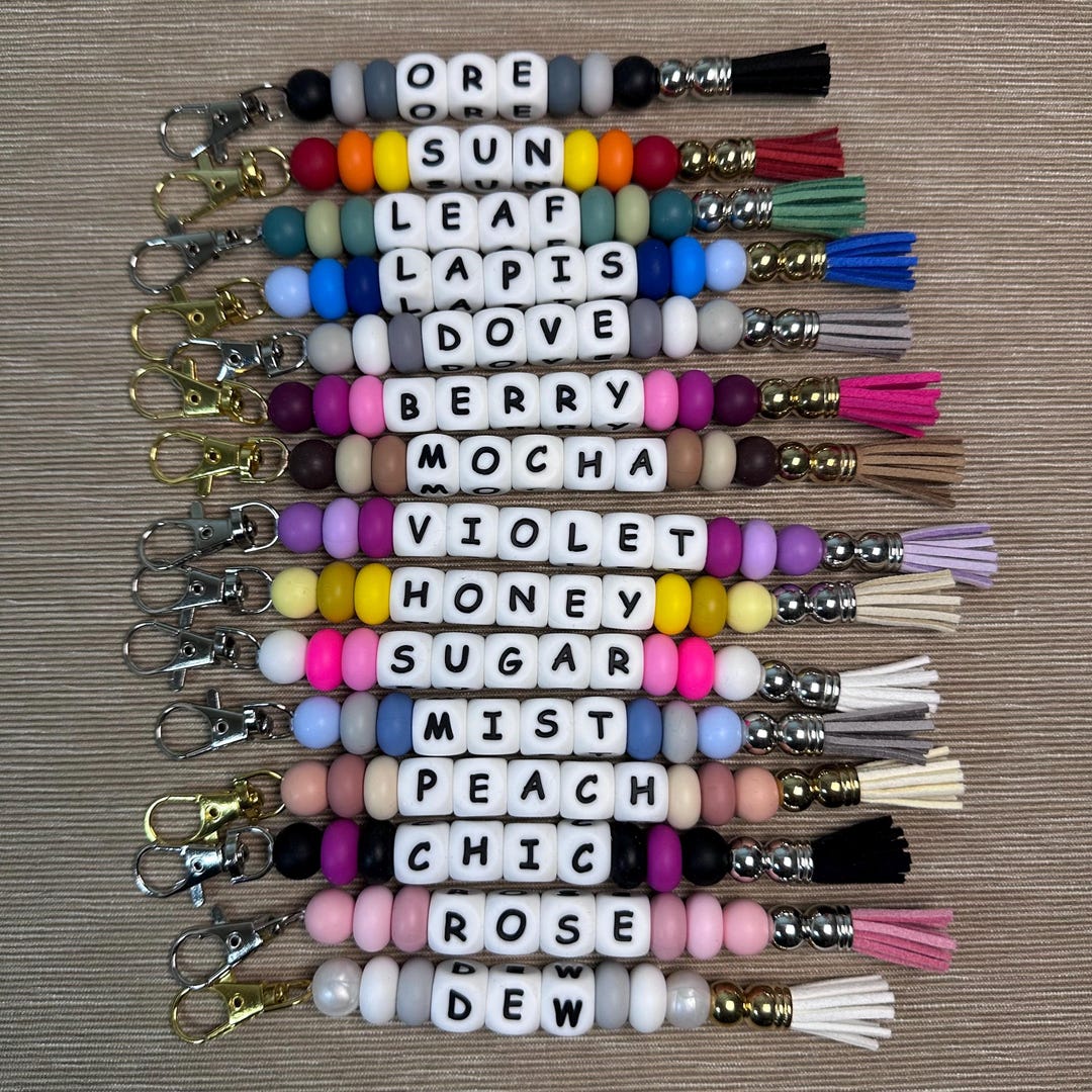 Personalized Beaded Silicone Bag Charm: Custom Name Keychain, Backpack ...