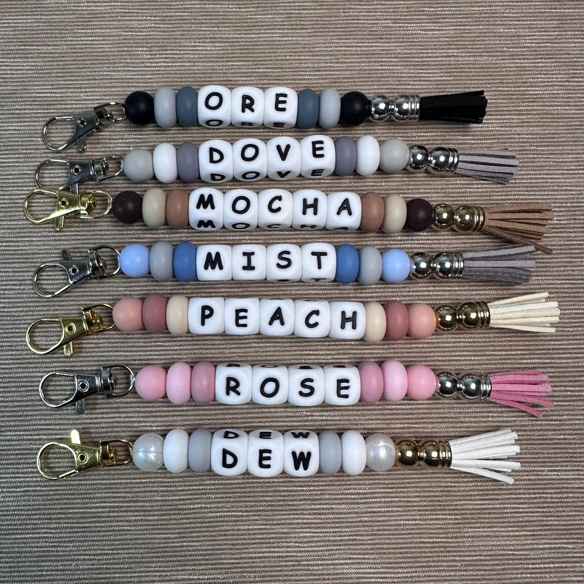Personalized Beaded Silicone Bag Charm: Custom Name Keychain, Backpack ...