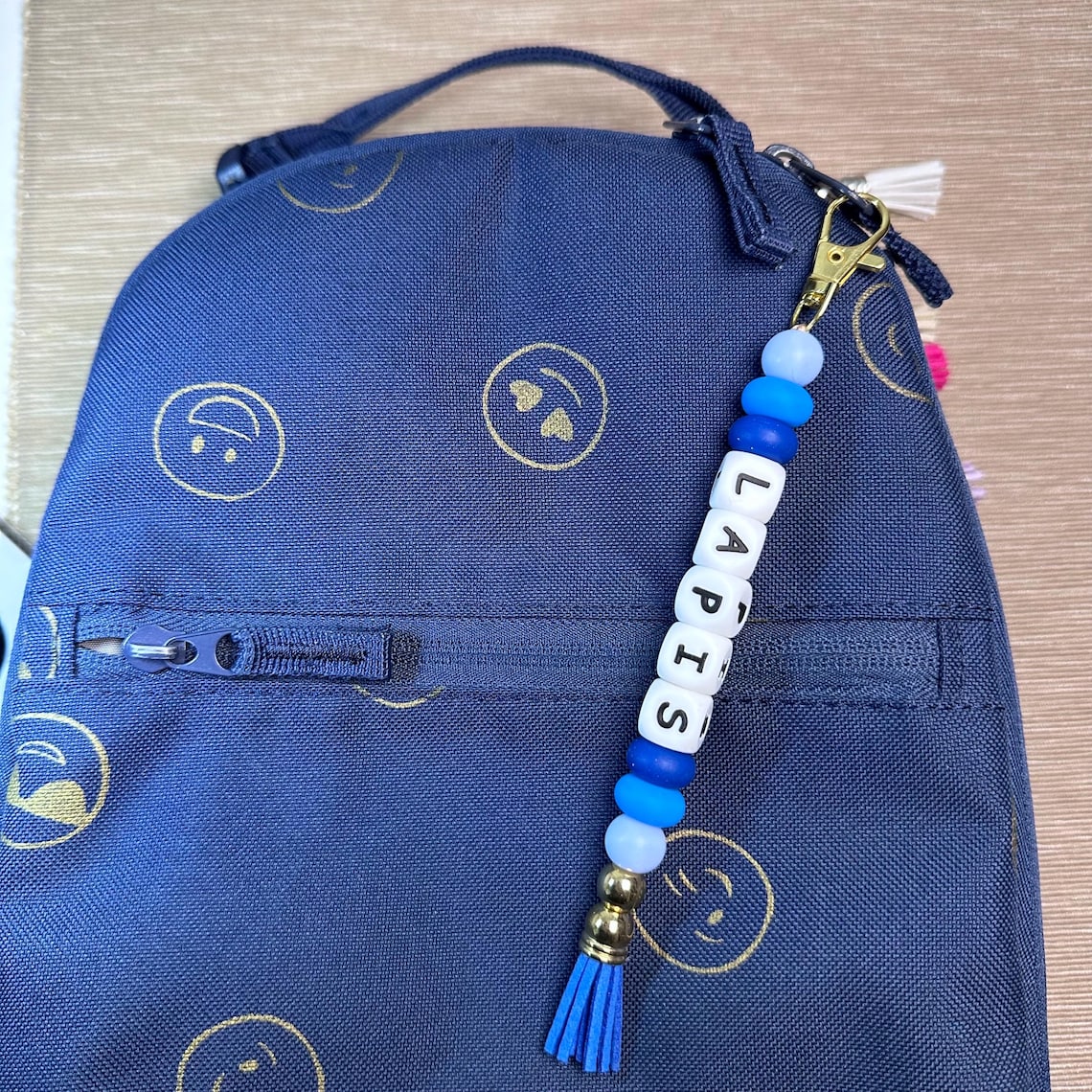 Personalized Beaded Silicone Bag Charm: Custom Name Keychain, Backpack ...