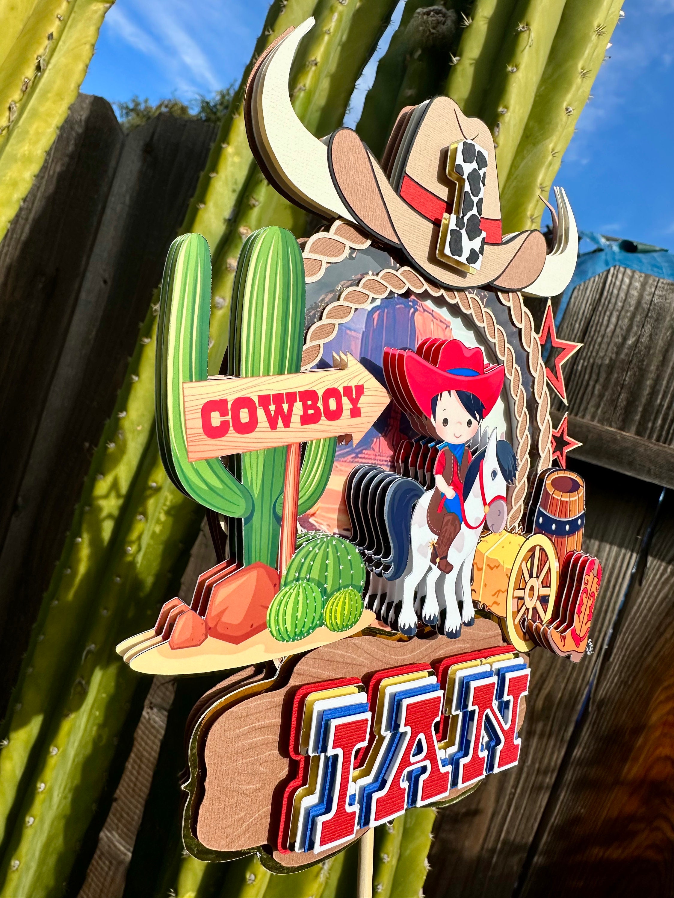 Cowboy Cake Topper Howdy Party First Rodeo Birthday Boy Western Theme ...