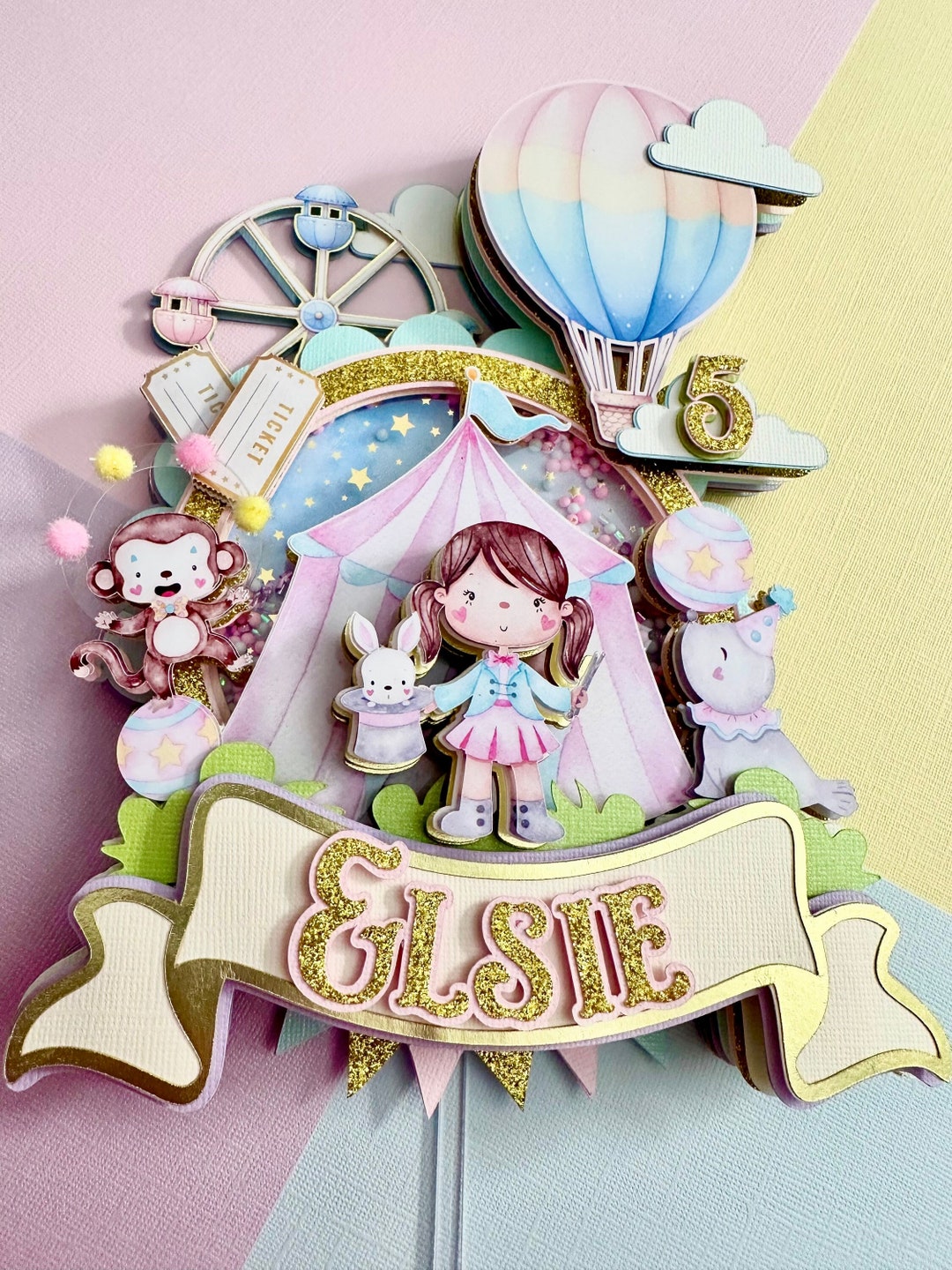 Circus Cake Topper Pastel Circus Theme Birthday Decorations Carnival ...