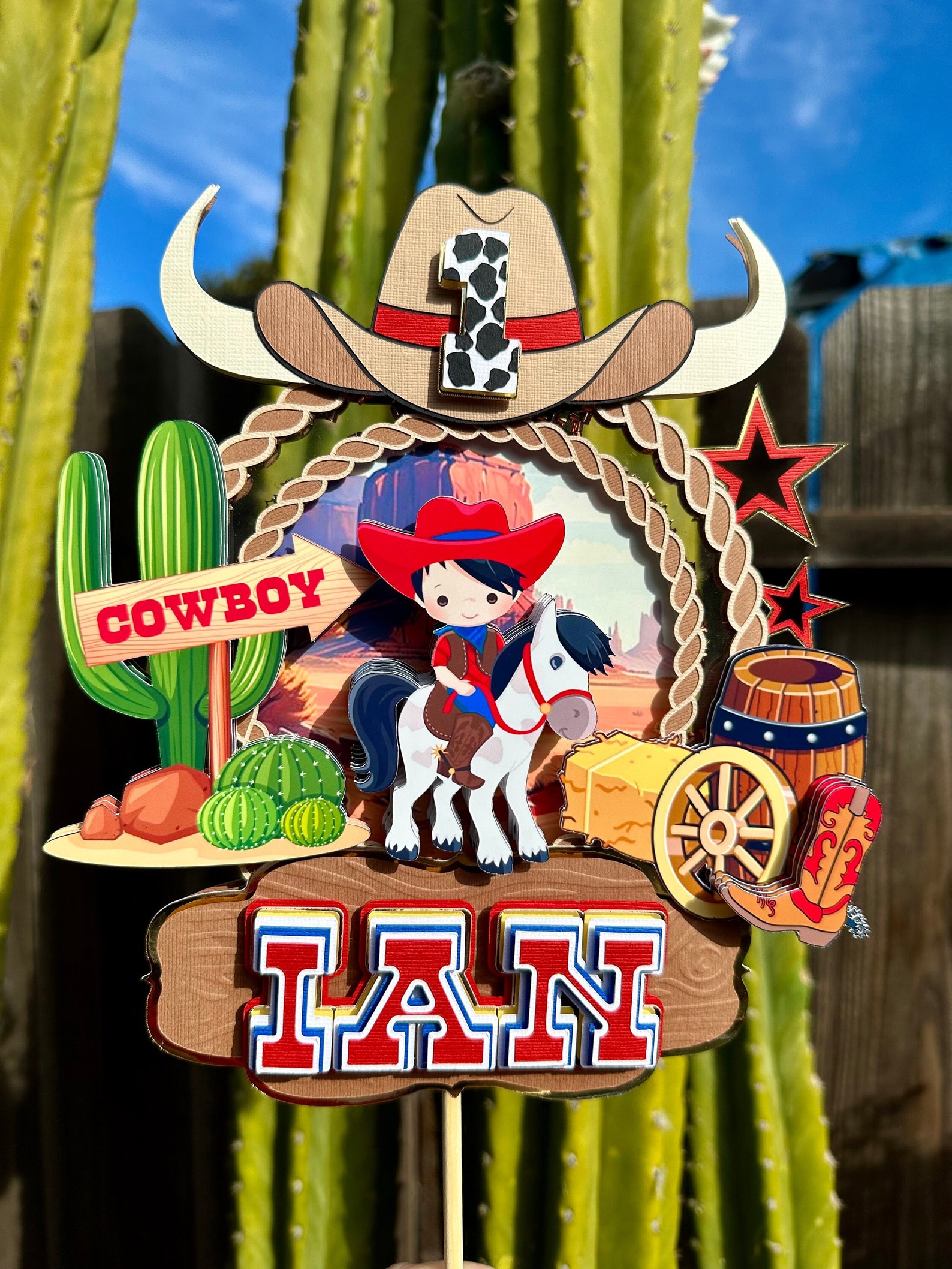 Cowboy Cake Topper Howdy Party First Rodeo Birthday Boy Western Theme ...