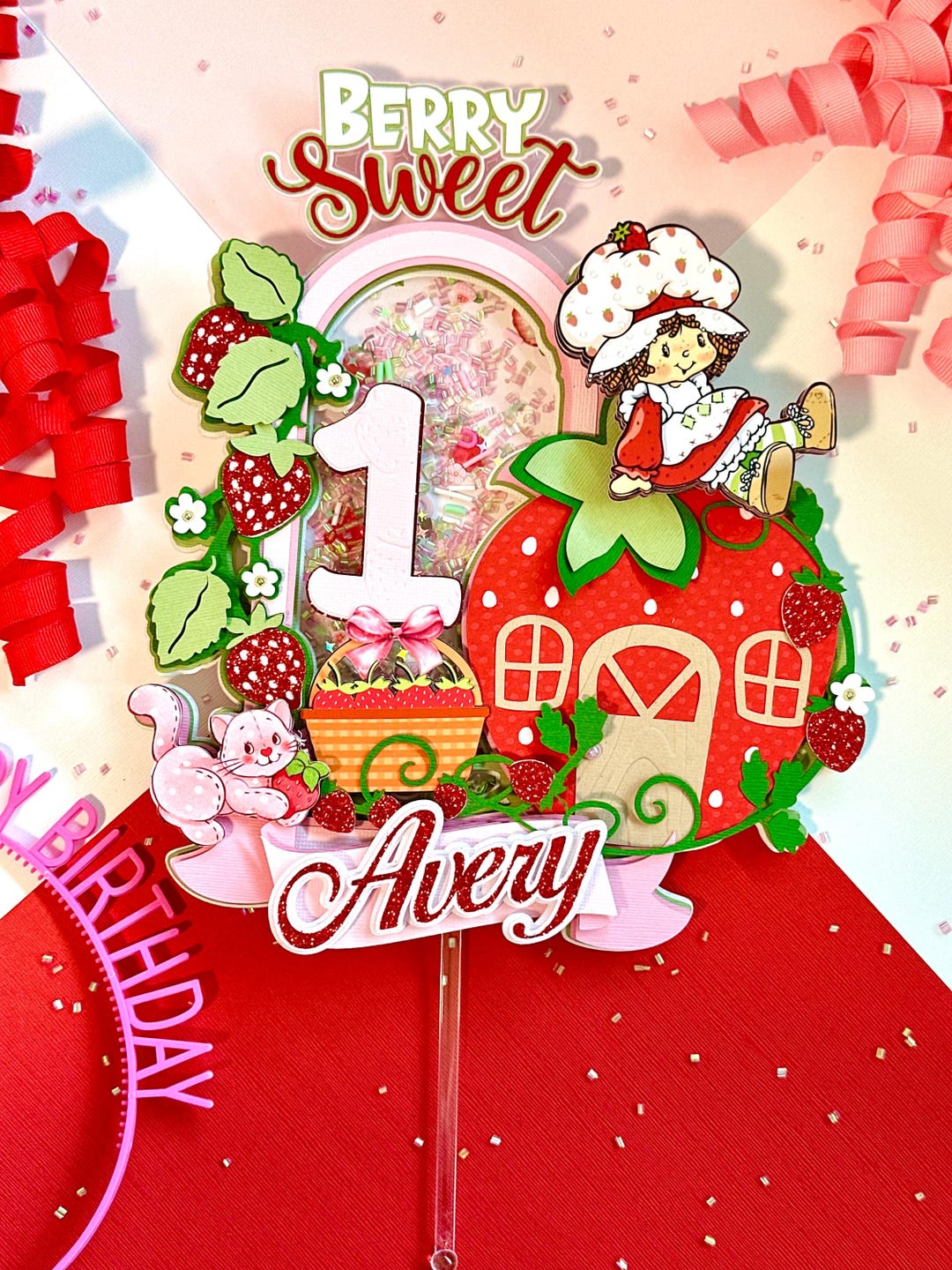 Strawberry Shortcake Cake Topper Berry Sweet Strawberry Cake Topper ...