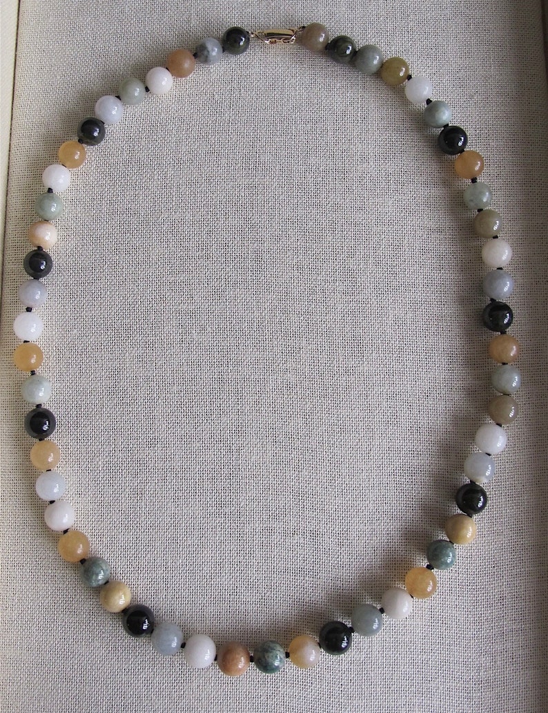 Mings Honolulu 20 Multi Colored Jade Bead Necklace 14k Gold Clasp - Etsy