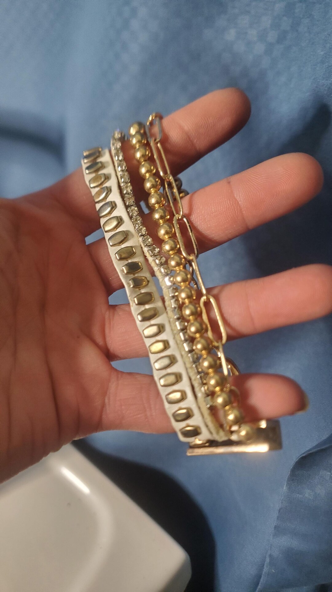 Signed Victoria Emmons Multi-strand Leather and Metal Rhinestone ...