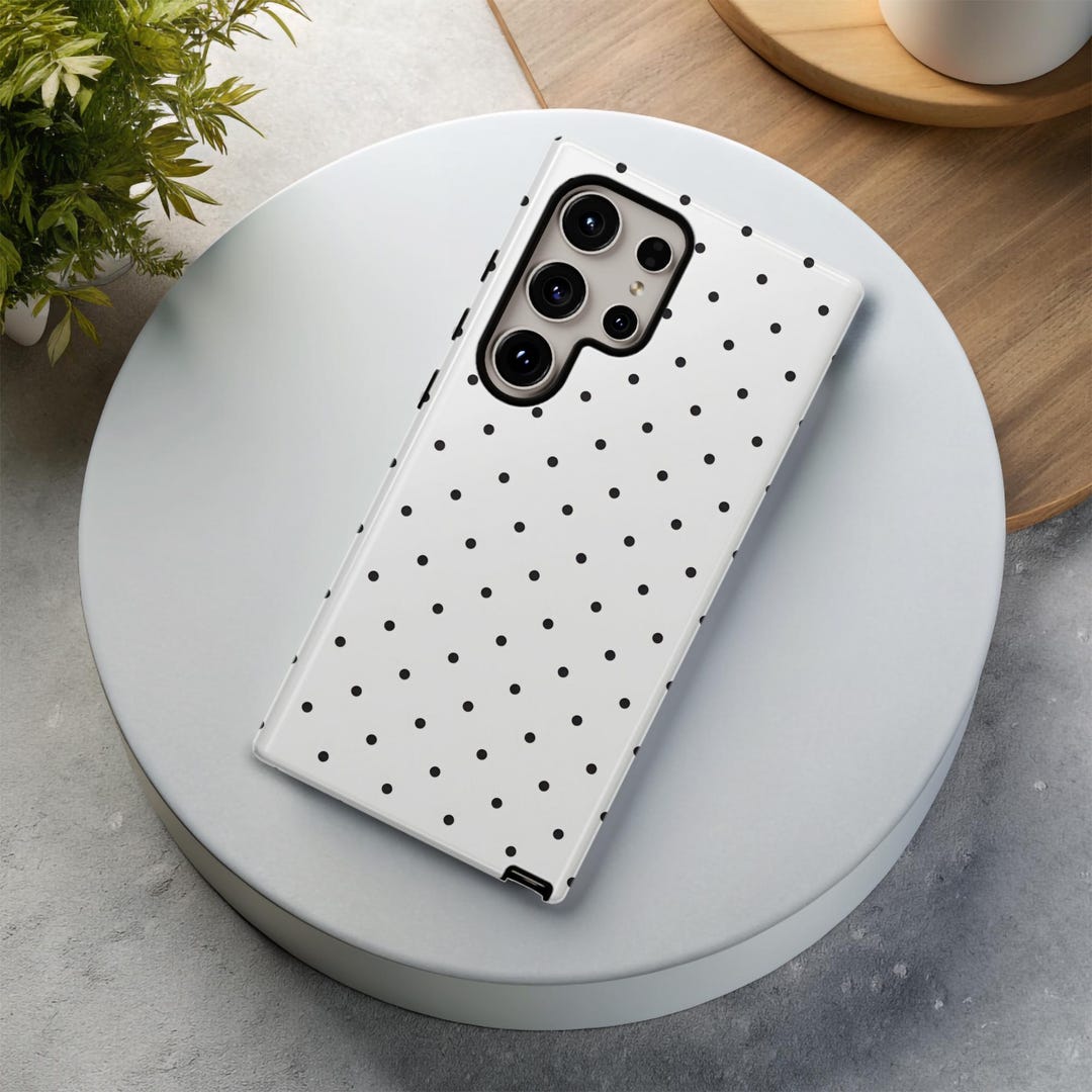 Black Polka Dots on White Phone Case for Samsung Galaxy S26 S25 S24 S23 ...