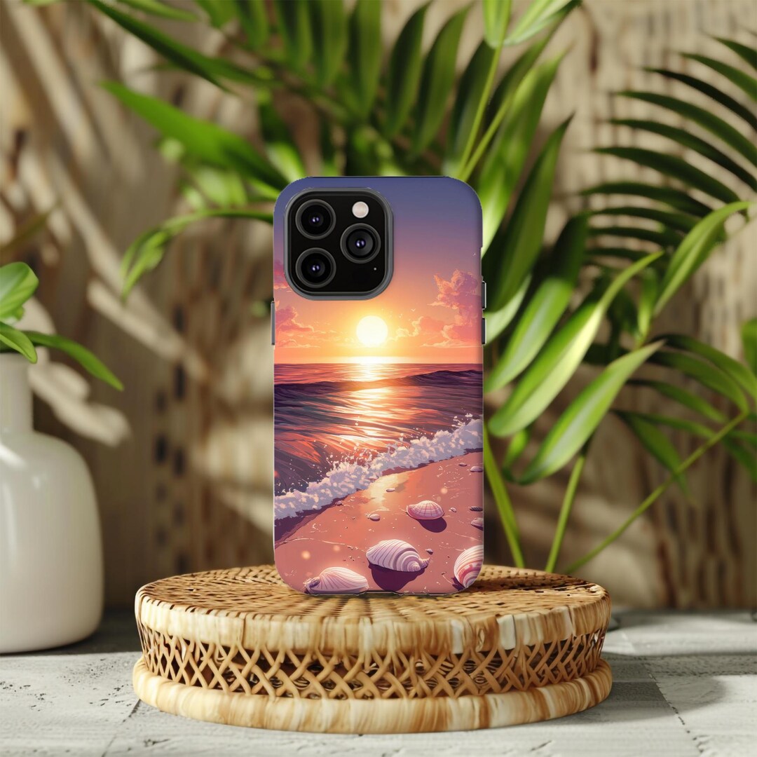 OCEAN SUNSET SEAHSELLS iPhone Case 16 15 14 13 12 11 X 8 7 Pro Plus ...