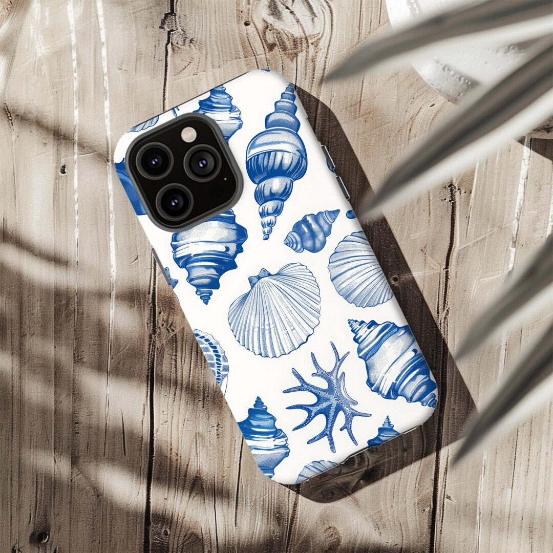 BLUE SUMMER SEASHELL iPhone Case 17 16 15 14 13 12 11 X Pro Plus Mini ...