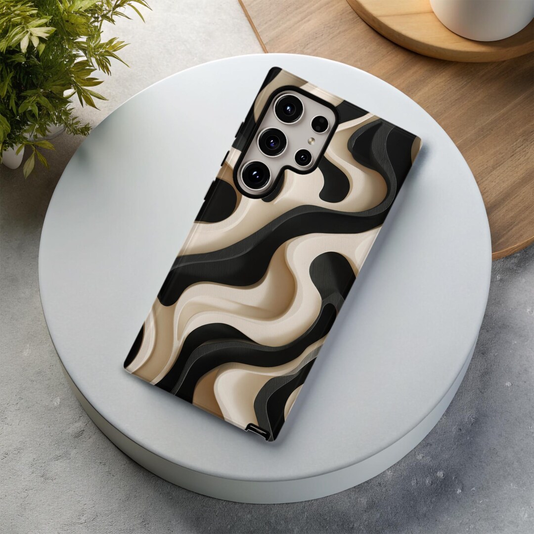 BLACK CREAM WAVES Phone Case for Samsung Galaxy S26 S25 S24 S23 S22 S21 ...