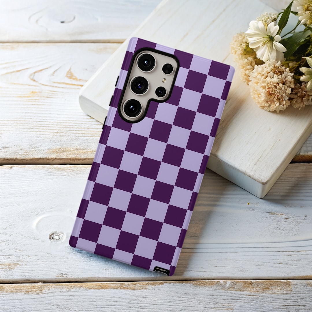 PURPLE CHECKERED Phone Case for iPhone Samsung Galaxy S24 Phone Case ...
