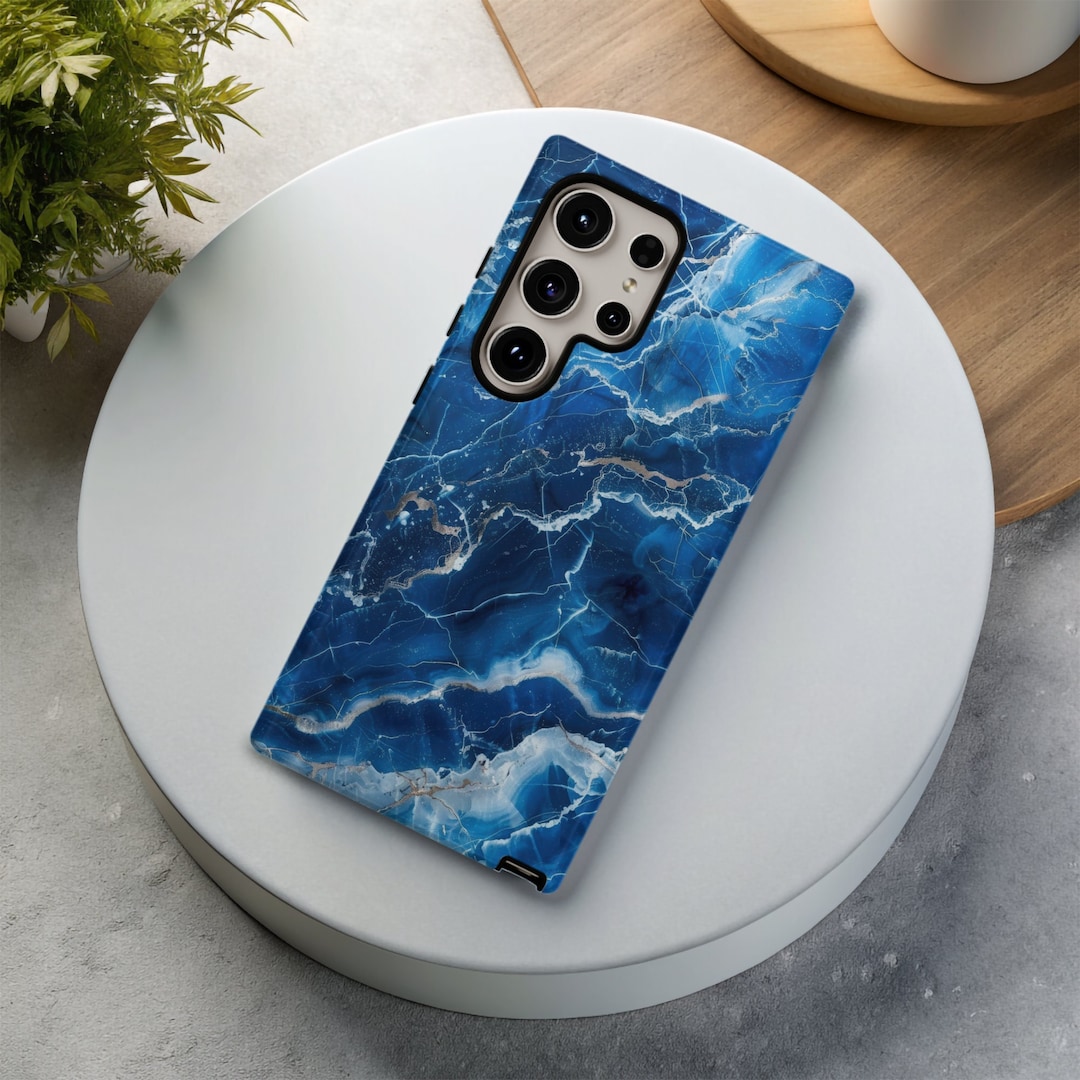 COBALT BLUE MARBLE Phone Case for Samsung Galaxy S25 S24 S23 S22 S21 ...