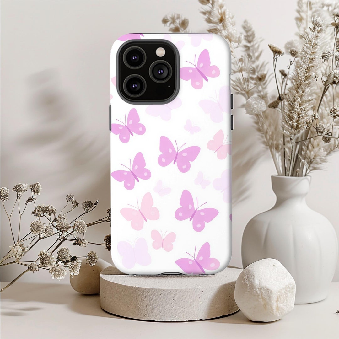PURPLE BUTTERFLIES iPhone Case 16 15 14 13 12 11 X 8 7 Pro Plus Mini ...