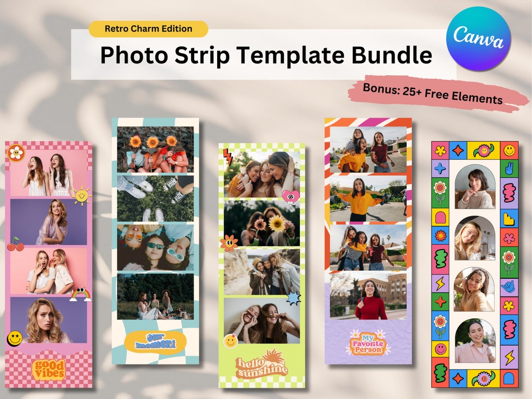 Photo Booth Strip Template, Canva Frames Bundle-easy Drag and Drop ...