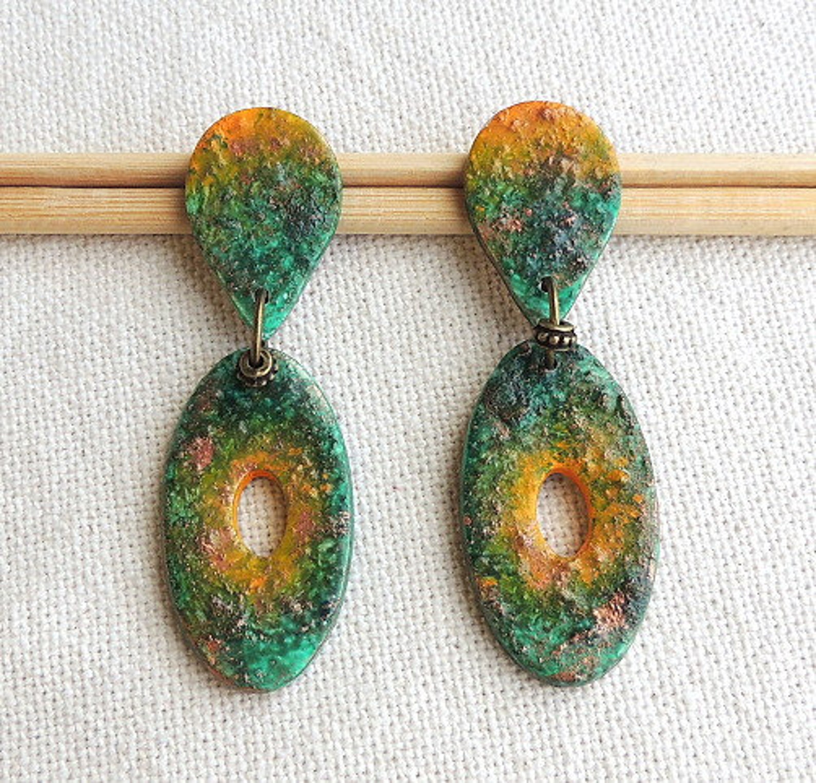 Polymer clay Dangle Earrings Very lightweight | Etsy