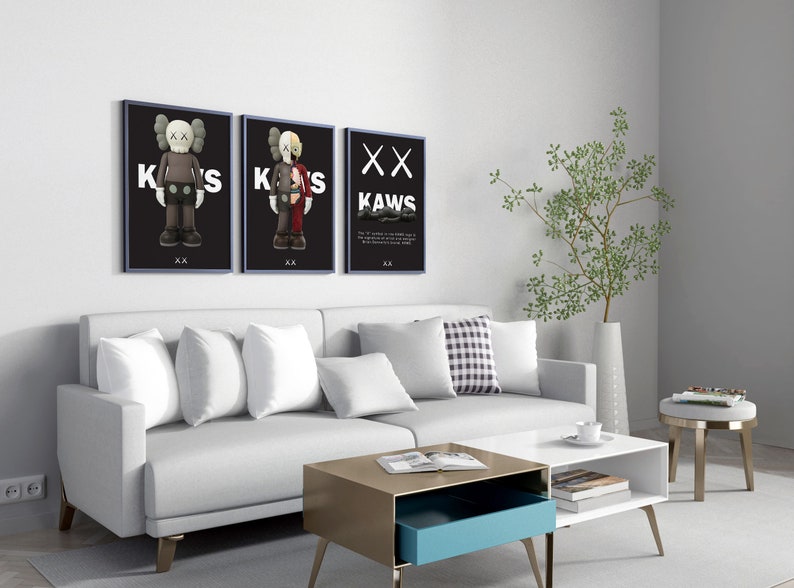 Kaws Poster Set of 3, Kaws Figure Poster, Kaws Wall Art, Hypebeast ...