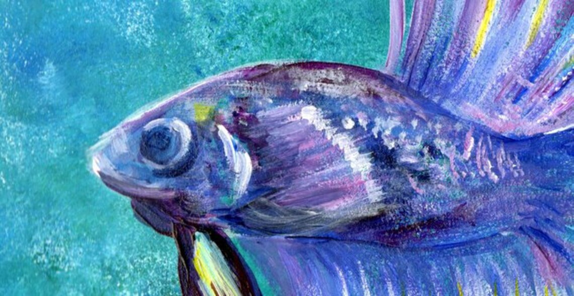 Violet Betta Fish, Art Print of Acrylic Painting - Etsy