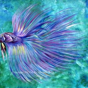 Violet Betta Fish, Art Print of Acrylic Painting - Etsy