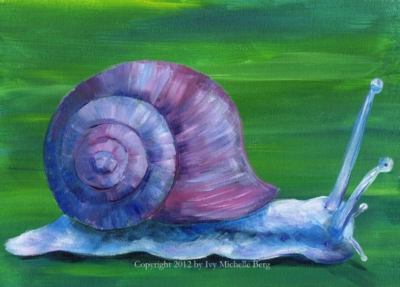 Violet Snail Art Print of Acrylic Painting - Etsy