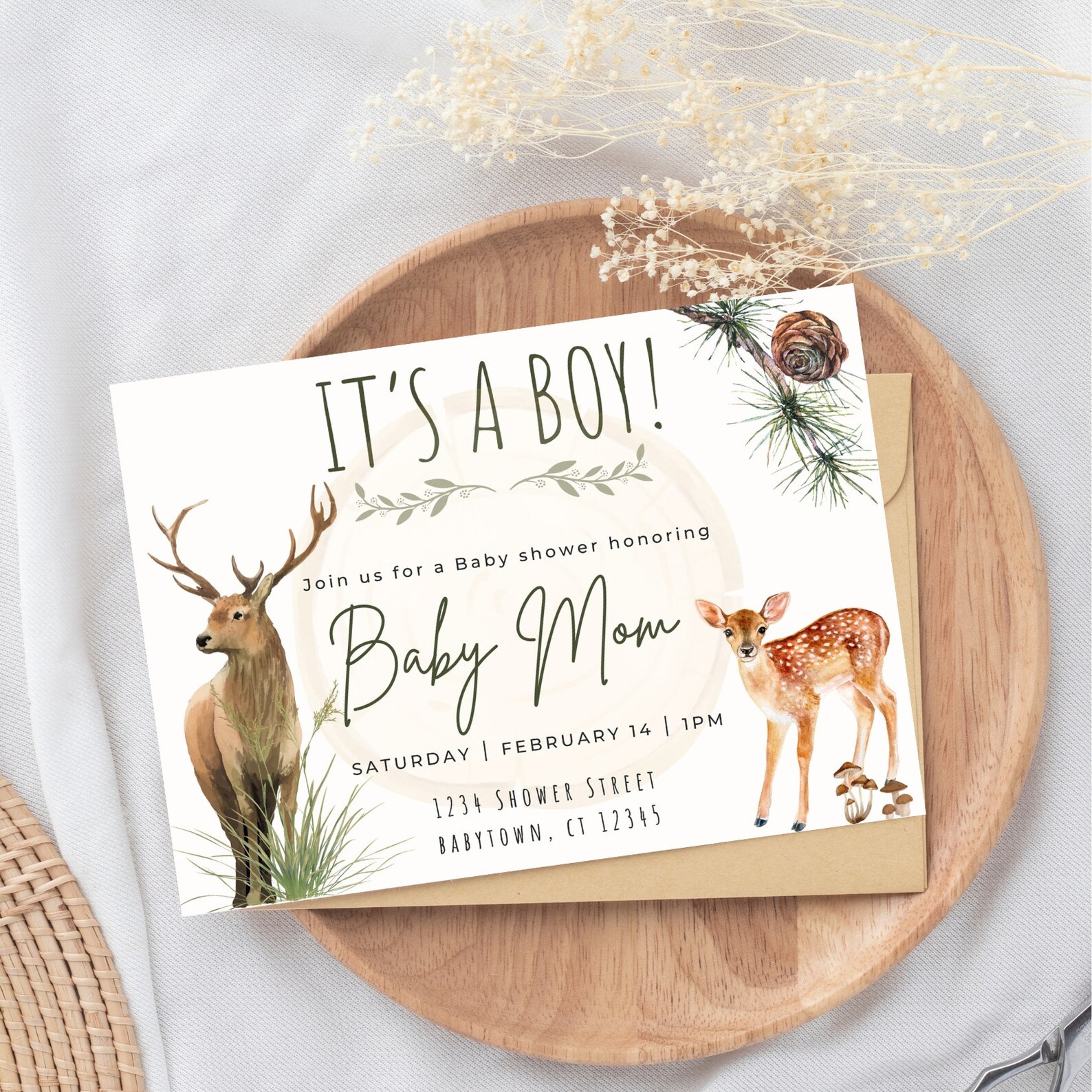 Deer Baby Shower Invitation, Woodland Baby Shower, Baby Shower ...