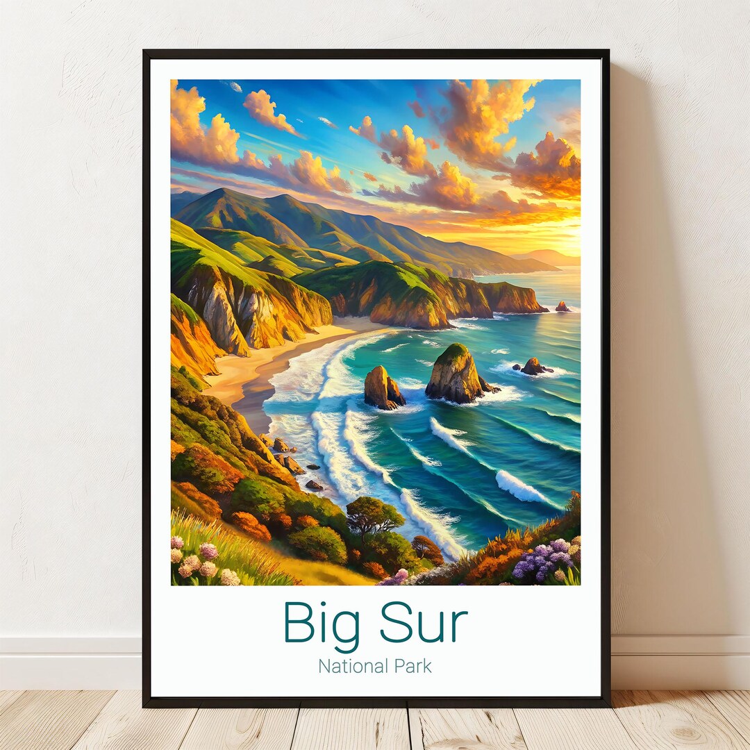 Big Sur Travel Poster – California Coast Wall Art Print – Big Sur ...