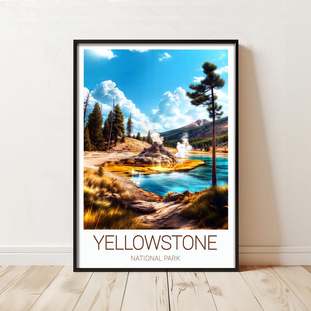 Yellowstone National Park Poster: Geyser & Hot Spring Silk Print - Etsy