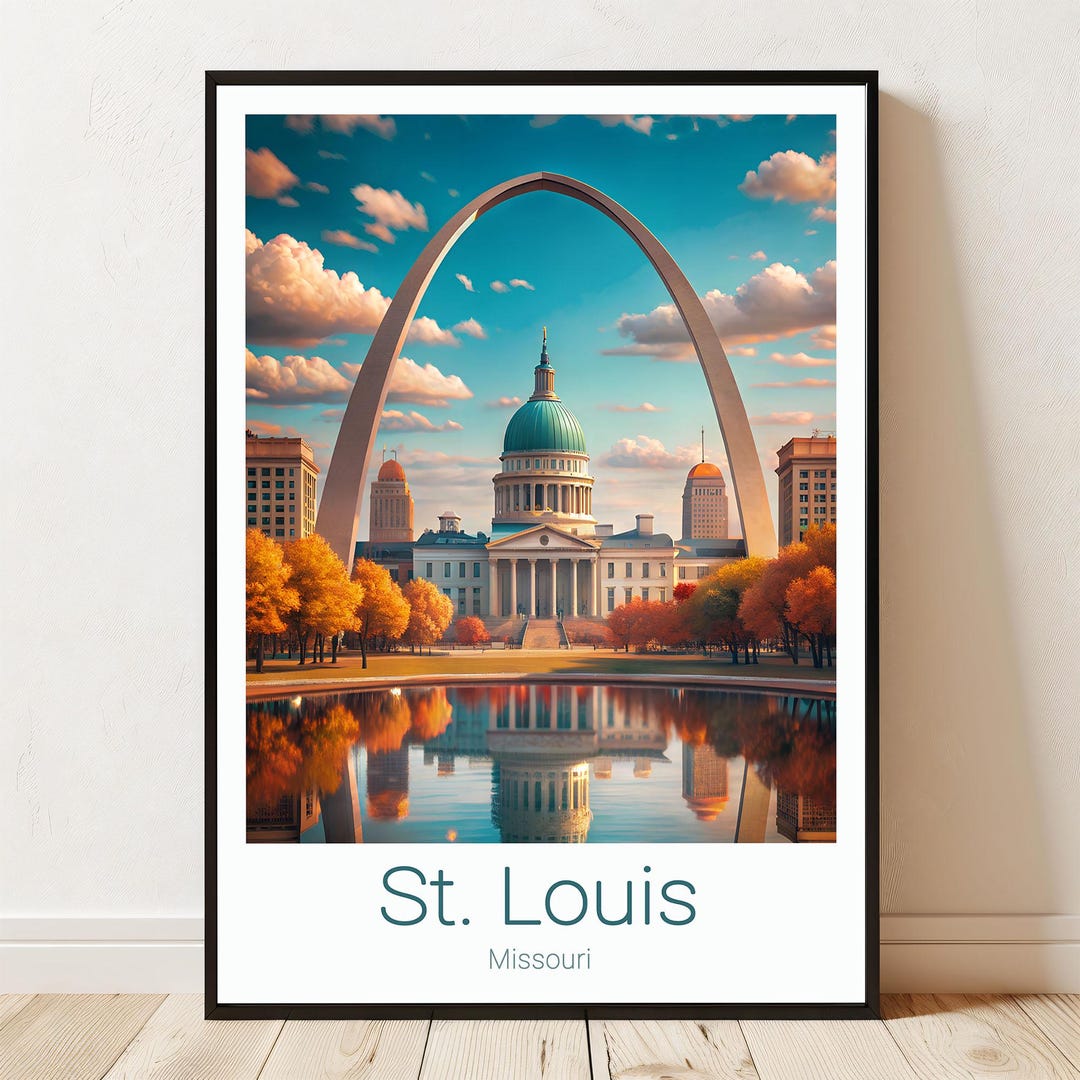 St. Louis Poster, Arch and Old Courthouse Art Print, Iconic Missouri ...