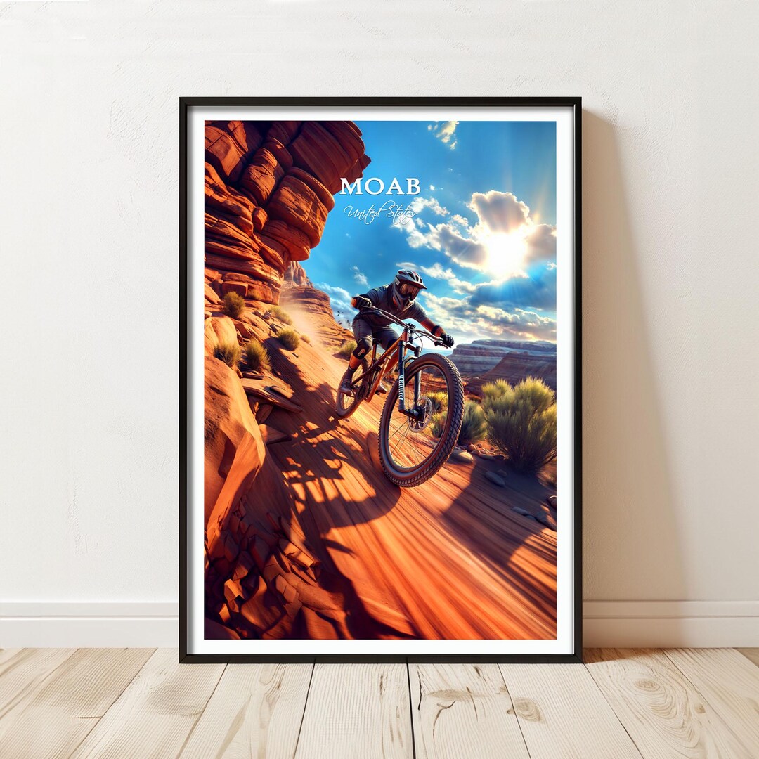 Moab Mountain Bike Poster, Moab USA Travelposter Print - Slickrock ...