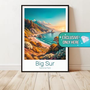 Big Sur Sunset Travel Poster - California Coast Landscape Print ...